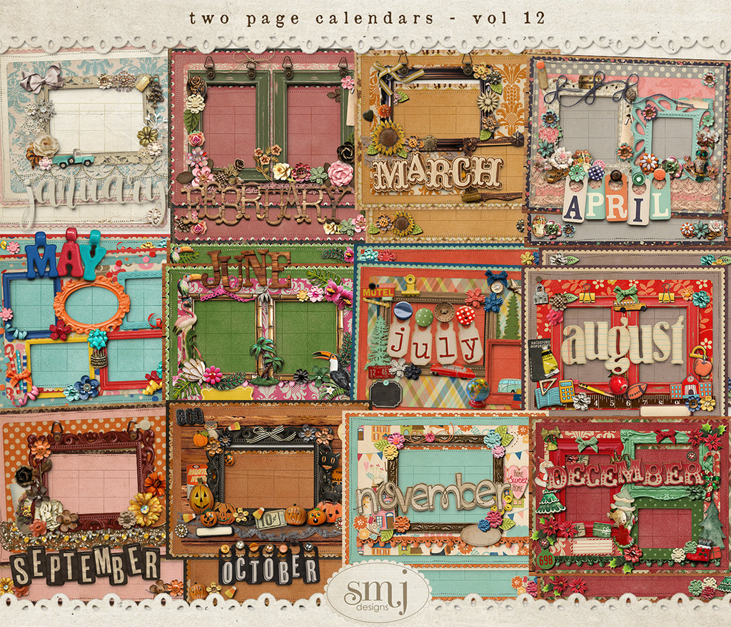 Two Page Calendars Vol 12 | Shabby Miss Jenn Designs