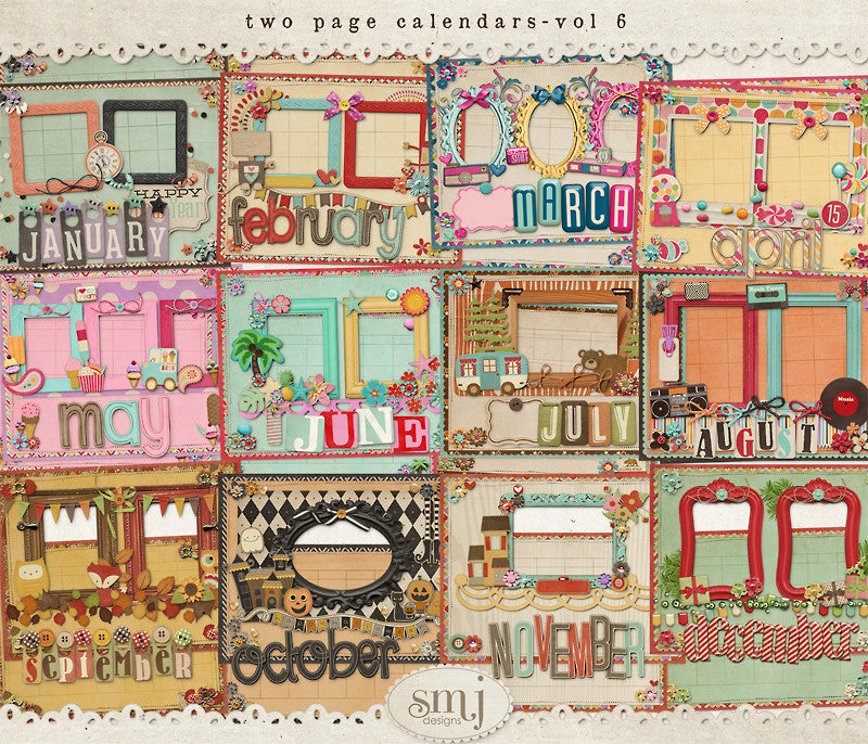Two Page Calendars Vol 6 | Shabby Miss Jenn Designs