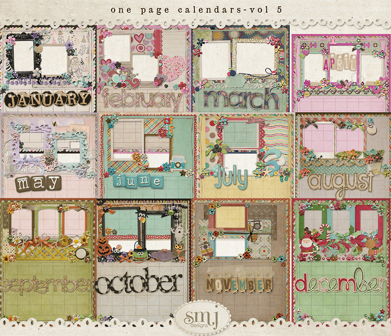 One Page Calendars Vol 5 | Shabby Miss Jenn Designs
