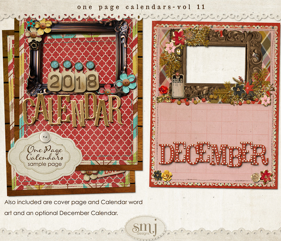 One Page Calendars Vol 11 | Shabby Miss Jenn Designs
