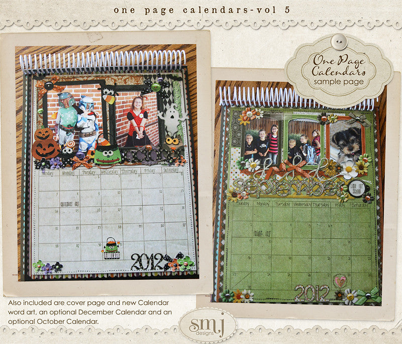 One Page Calendars Vol 5 | Shabby Miss Jenn Designs