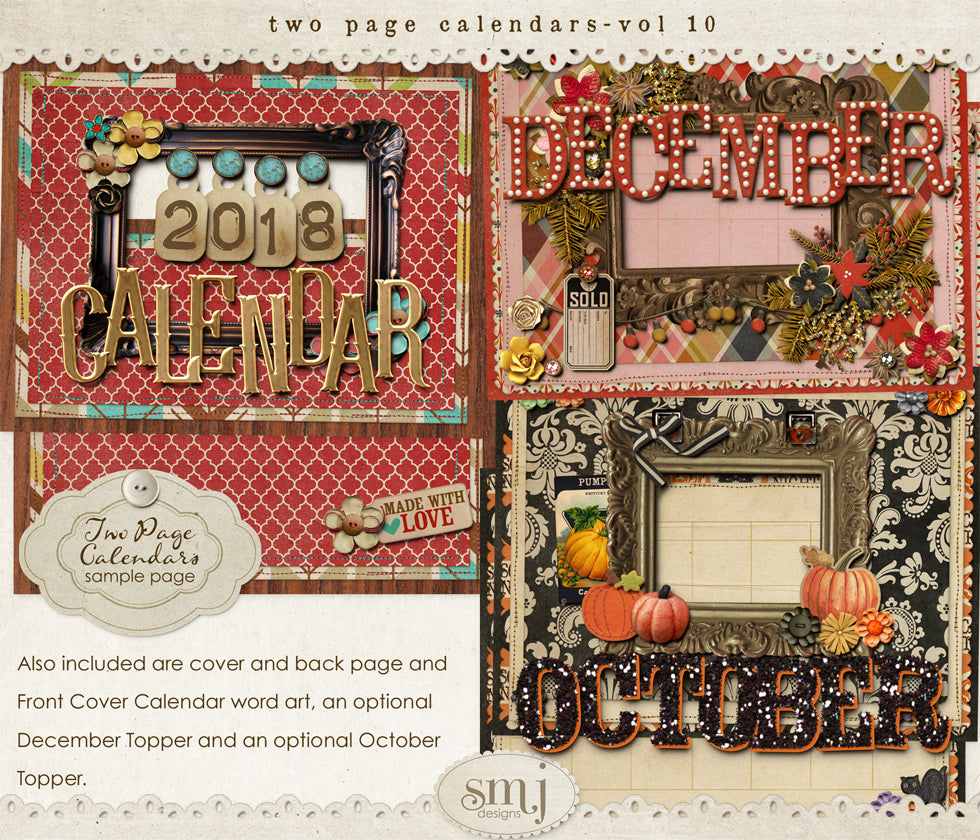 Two Page Calendars Vol 10 | Shabby Miss Jenn Designs