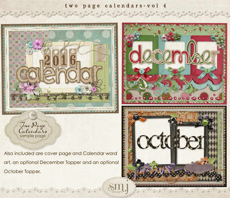 Two Page Calendars Vol 4 | Shabby Miss Jenn Designs