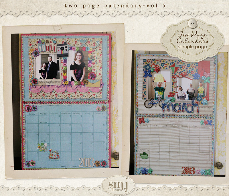 Two Page Calendars Vol 5 | Shabby Miss Jenn Designs