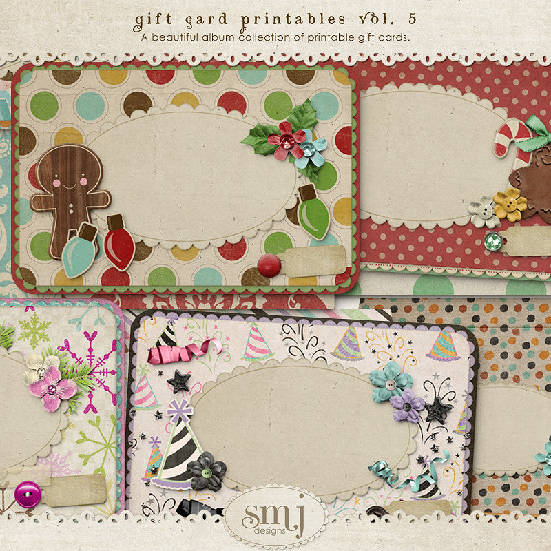 Gift Card Printables Vol 5 | Shabby Miss Jenn Designs